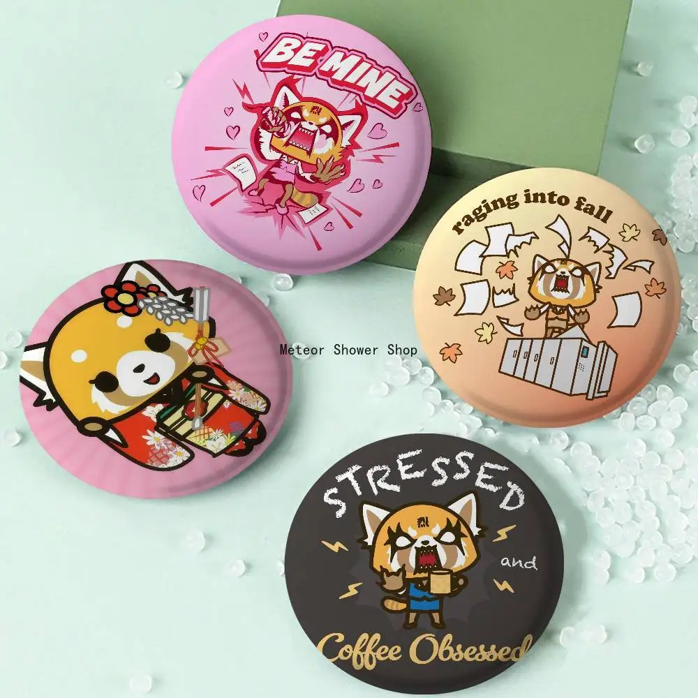 Insignias bonitas de Anime japonés Kawaii Aggretsuko, insignia láser ...