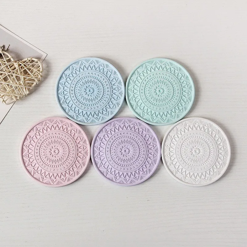 Round-Diatomite-Coaster-Datura-Pattern-Tea-Cup-Mat-Table-Mat-Drink ...