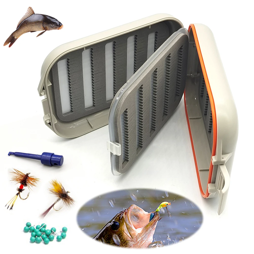 Waterproof-Fishing-Fly-Lures-Box-4-Sided-Fly-Fishing-Storage-Case-Large ...