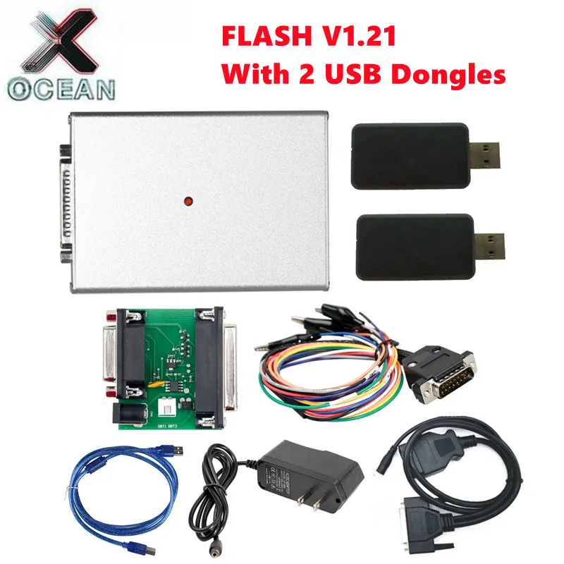 FLASH V1.21 with 2 USB Dongles Support 25 modules ECU Chip tuning Flash ...