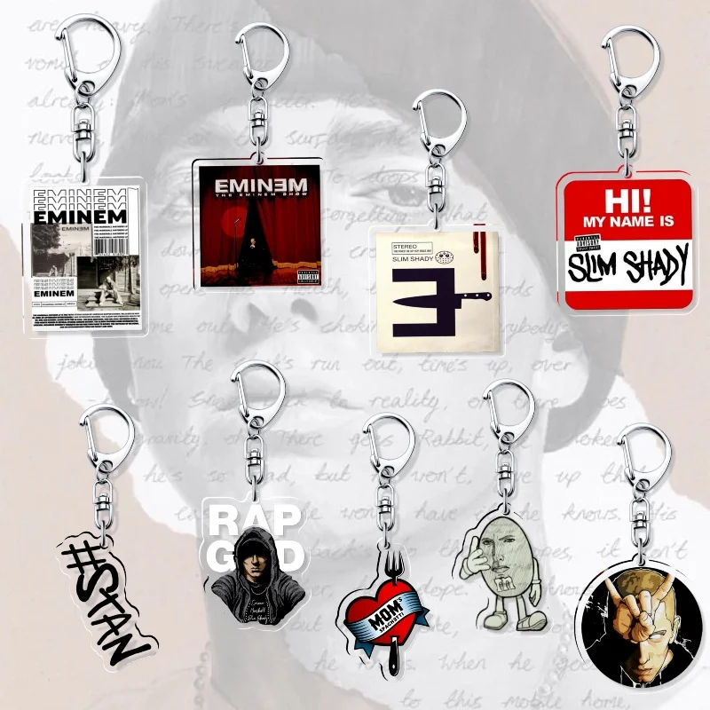 Eminem Rap God Hip Pop Rapper Cool Acrylic Fun Keychain Jewelry Fans ...