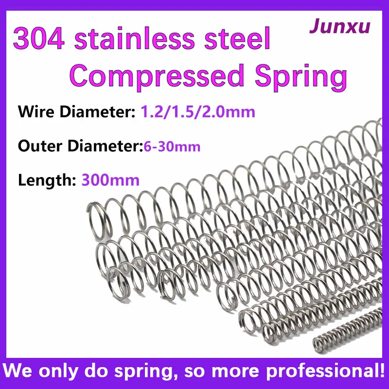 304-Stainless-Steel-Length-300mm-1pcs-Compression-Spring-Wire-Diameter ...