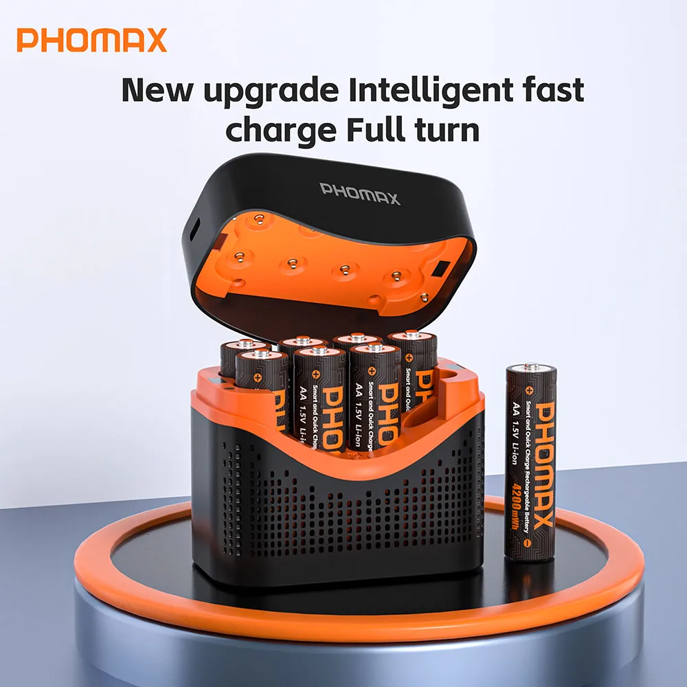 PHOMAX chargeur de batterie intelligent AA 1.5V 4200mWh Lithium Li-ion ...