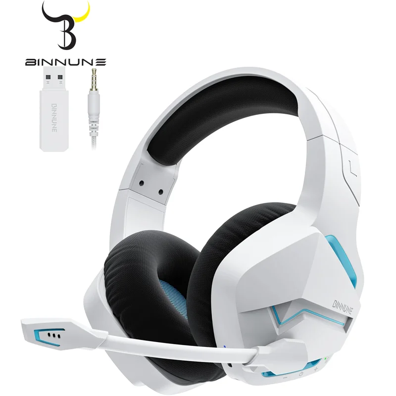 BINNUNE BW01 Wireless Gaming Headset with 2.4GHz for PS5,PS4,PC 120Hrs ...
