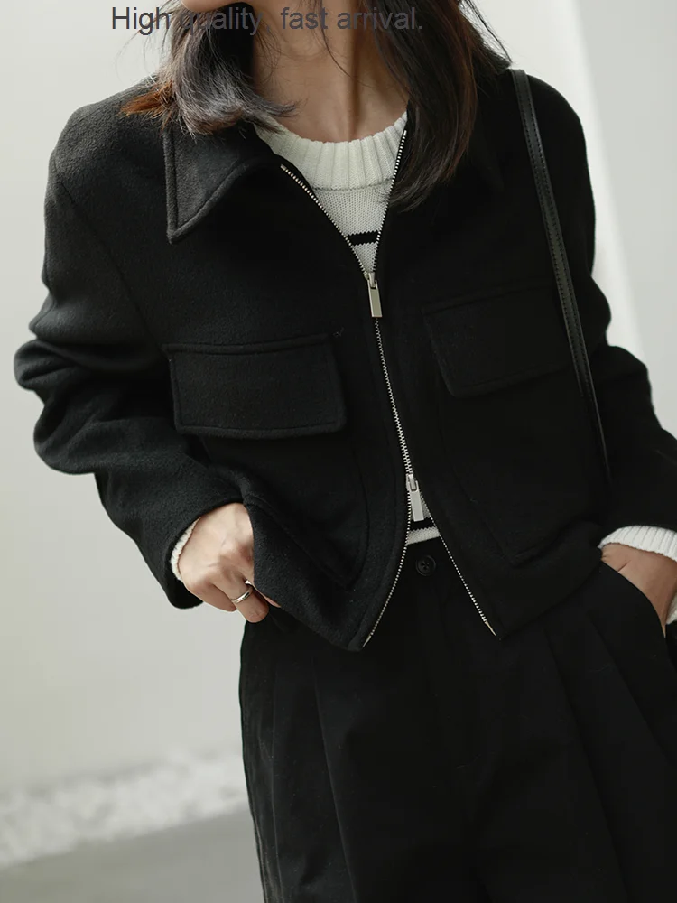 Texture-Is-The-Awesome-High-Waist-Petite-Loose-Temperament-Lapel-Woolen ...