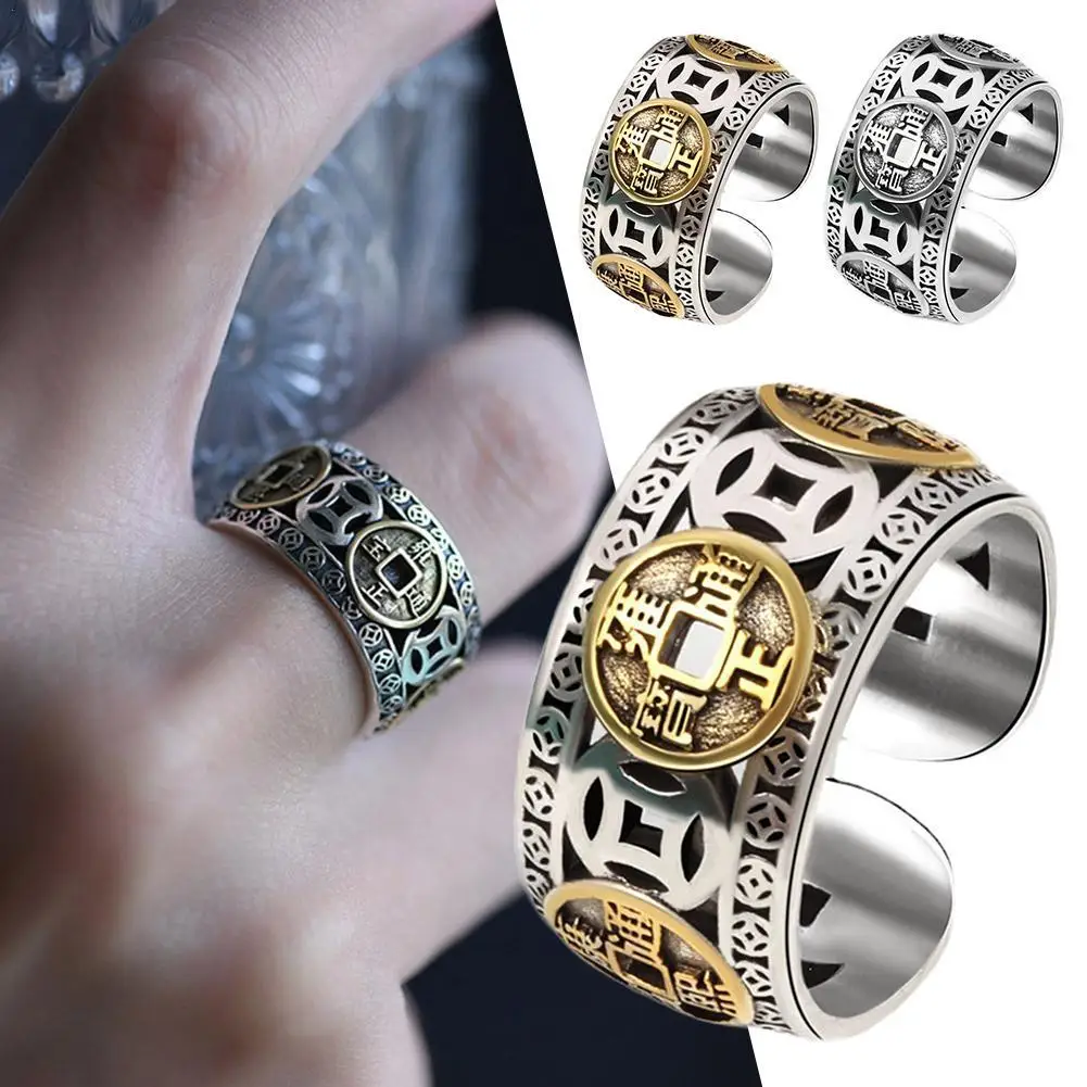 Vintage Ethnic Style Five Emperors Money Coin Rings for Men's and Women ...