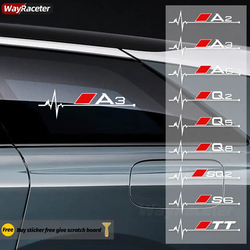 2 Pcs Car Window Sticker Graphics Body Reflective Vinyl Decal For Audi ...