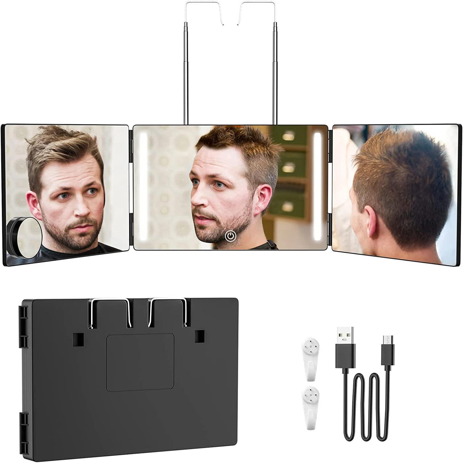 New-Adjustable-3-Way-Mirror-Trifold-Mirror-Self-Hairdressing-Mirror ...