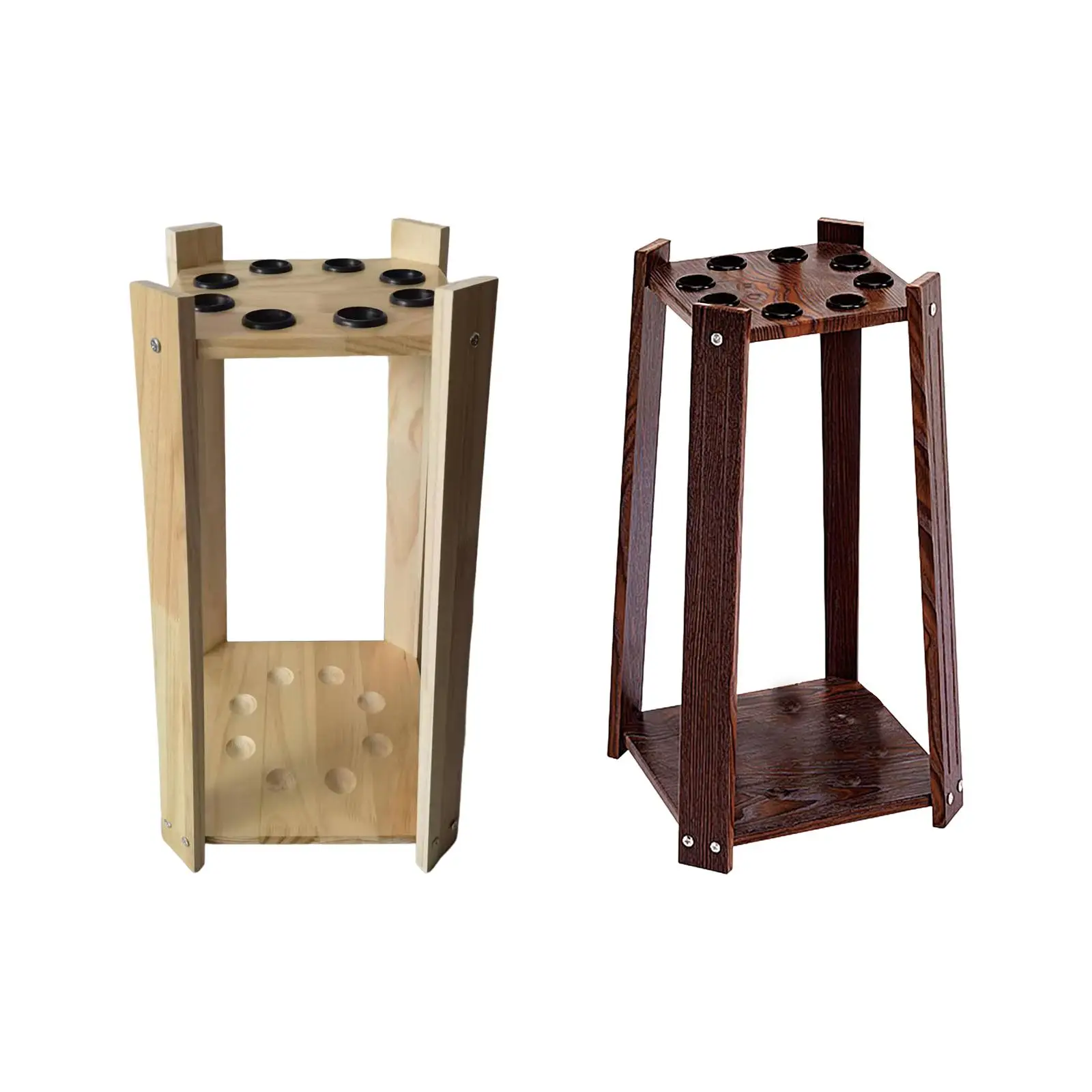 8-Holes-Billiard-Cue-Rack-Shelf-Wood-Fishing-Rod-Display-Standing-Floor ...