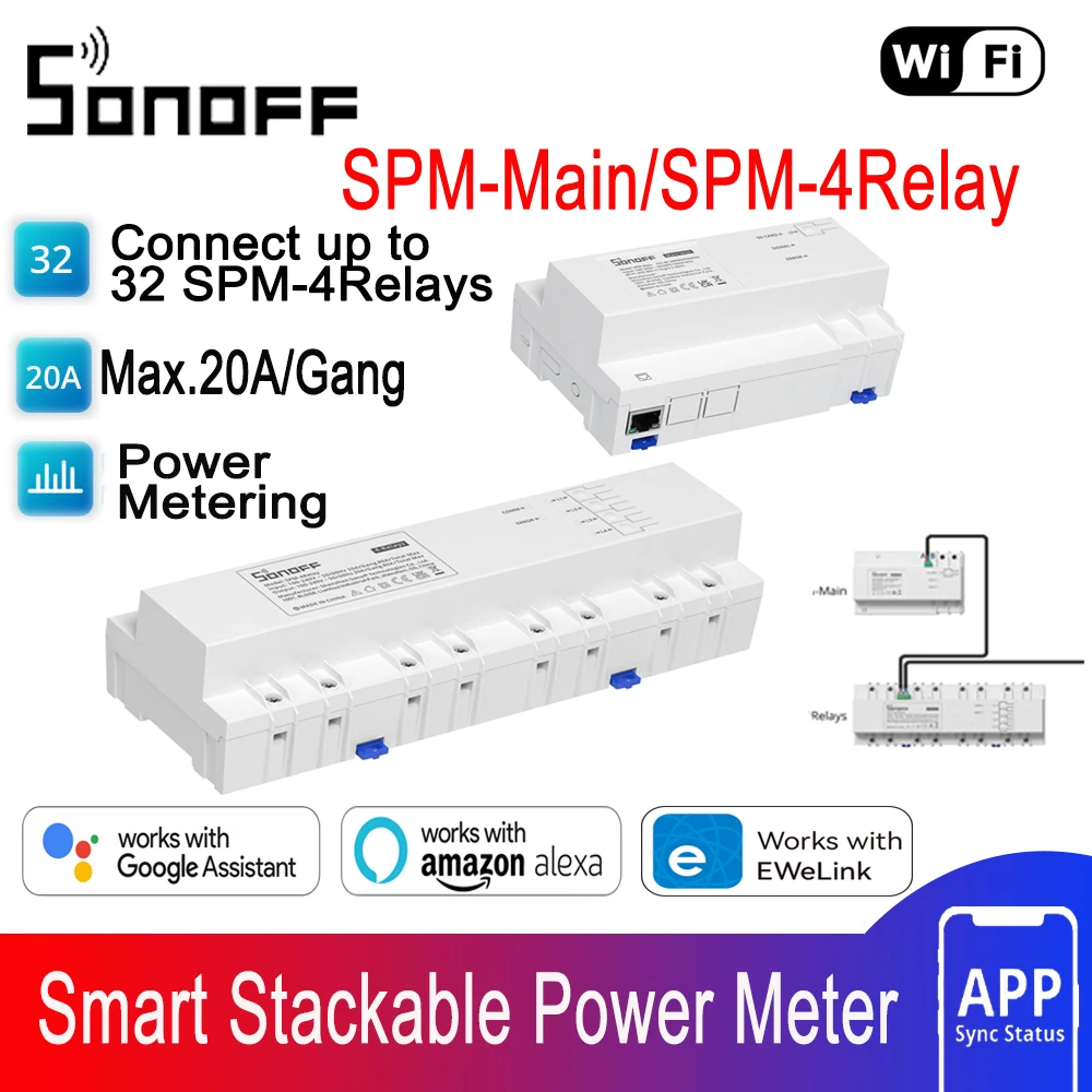 SONOFF-SPM-Main-4Relay-Smart-Stackable-Power-Meter-20A-Gang ...