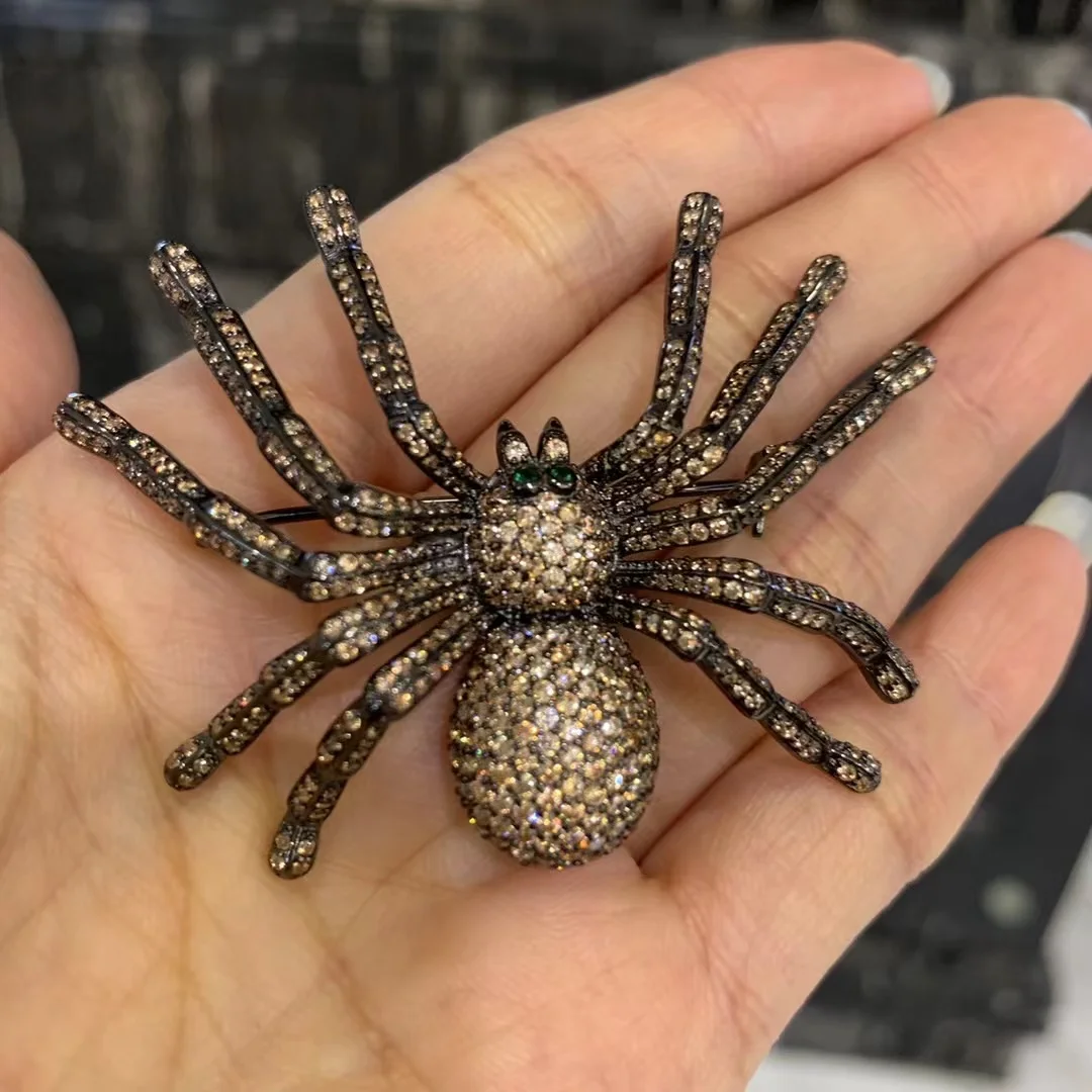 champagne-insect-spider-brooch-pendant-double-use-925-sterling-silver ...