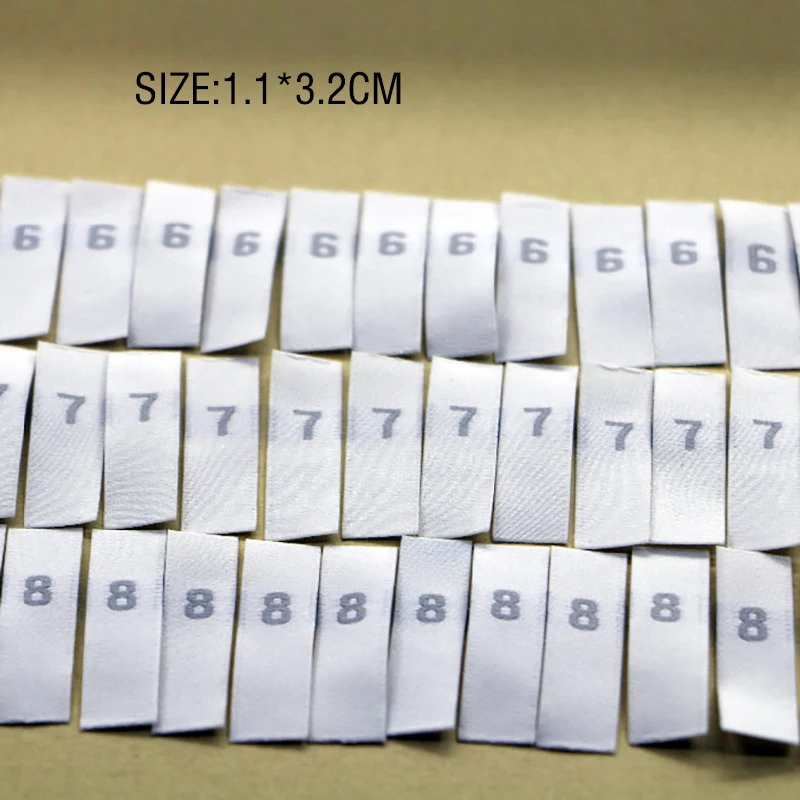 50 Pieces Of White Polyester Cloth Number Size Label Baby Clothing ...