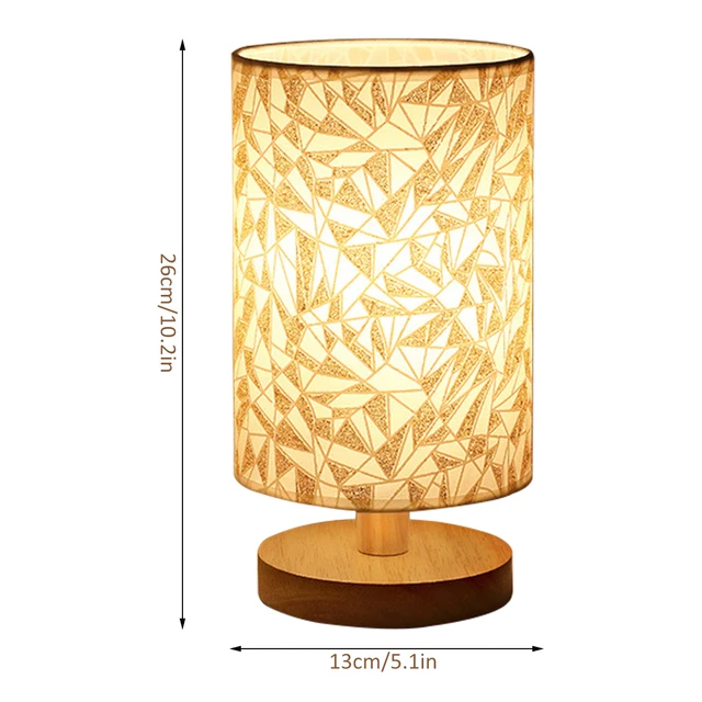 Lámpara de noche de madera maciza, luz LED de mesa de lino, protección ...