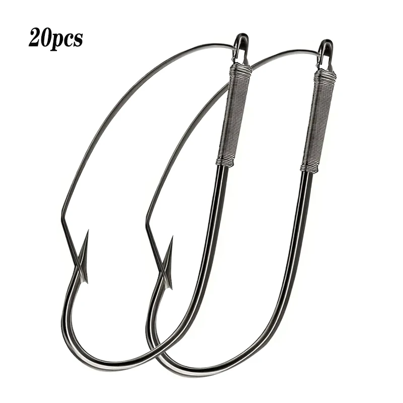 20pcs Weedless Fishing Hooks: 1/0 2/0 3/0 Carbon Steel Under Hook ...