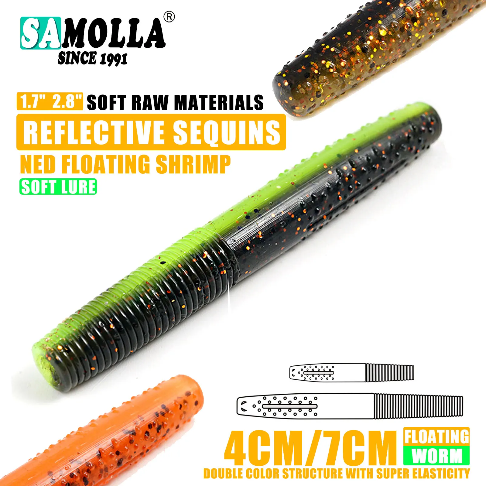 SAMOLLA-Floating-Worms-Bass-Fishing-Lure-Soft-Plastic-Artificial-Bait-Ned-Wacky-Rig-Tpe-Floating ...