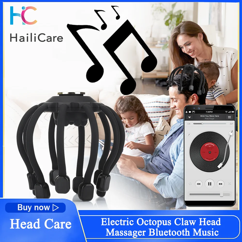 Electric Octopus Claw Head Massager Bluetooth Music Scalp Therapeutic ...