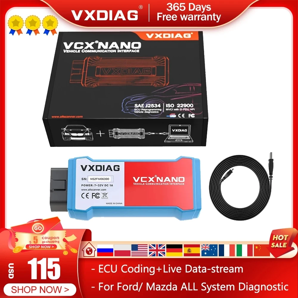 VXDIAG VCX NANO NX500/PRO Para Ford obd2 Ferramentas De Diagnóstico IDS ...