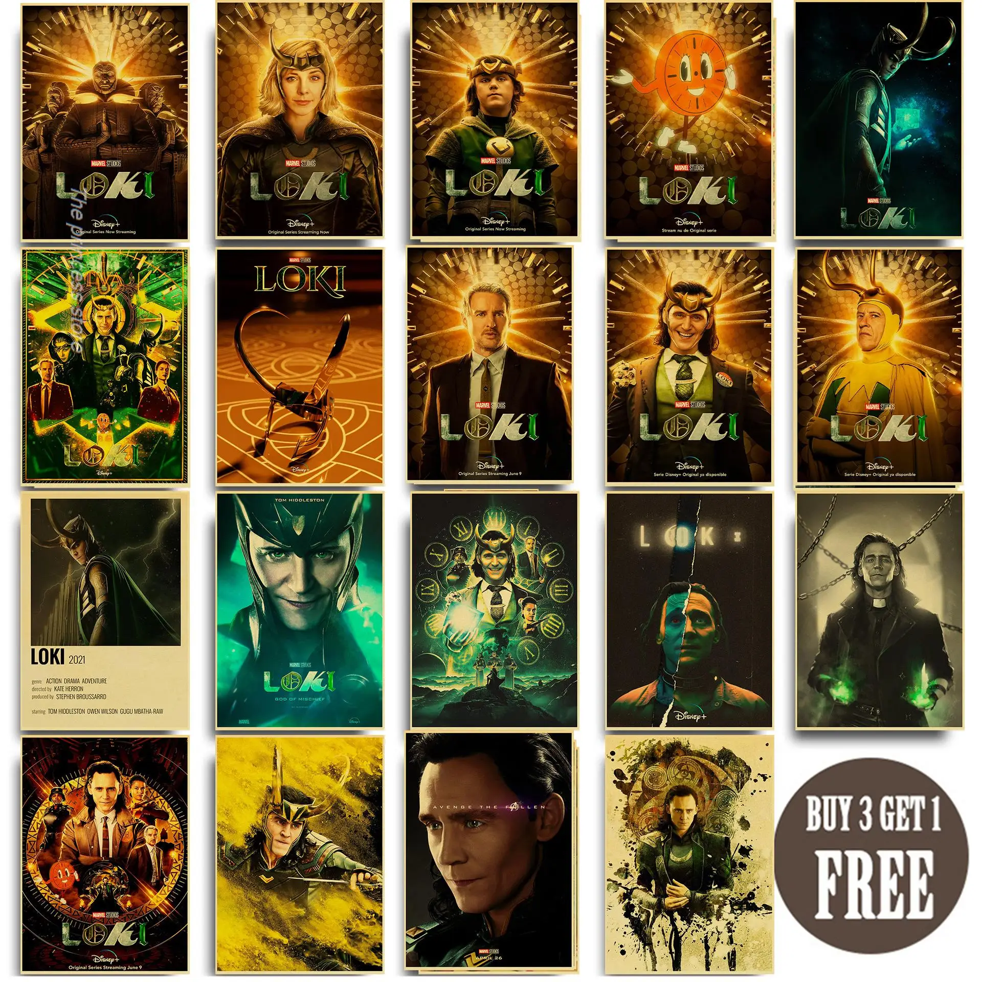 Retro Poster Marvel Tv Play Loki Superhero Painting Pictures For Living ...