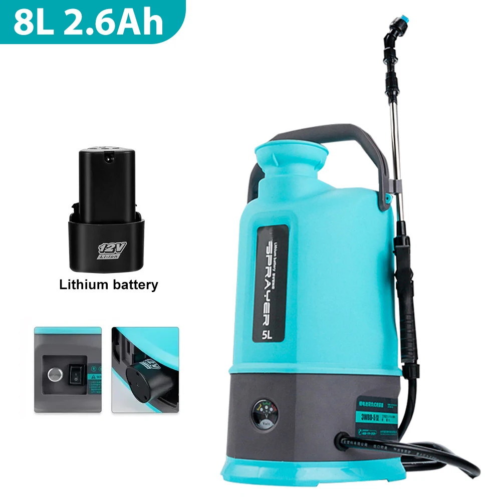8L Electric Sprayer Rechargeable Lithium Battery Sprayer High-pressure ...