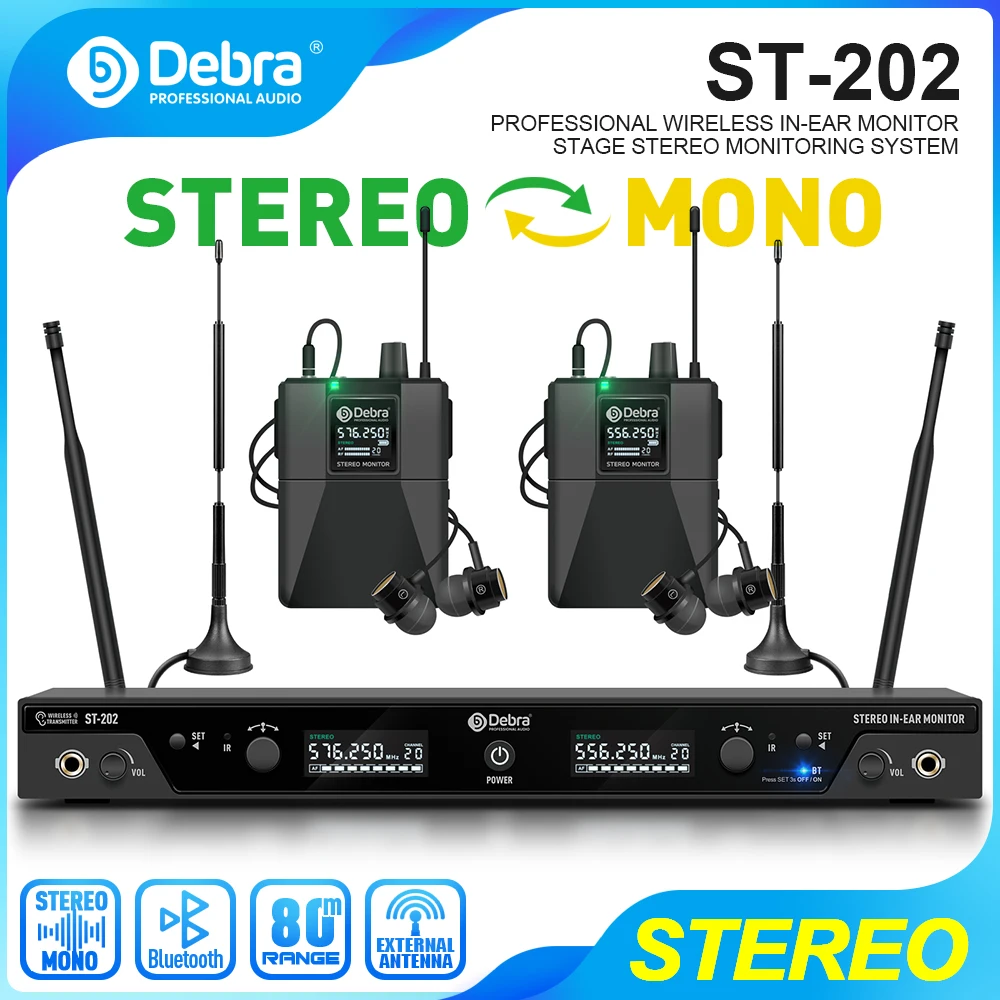 Debra-Stereo-ST-202-Wireless-In-Ear-Monitor-System-Professional-560-to-590MHz-for-Stage ...