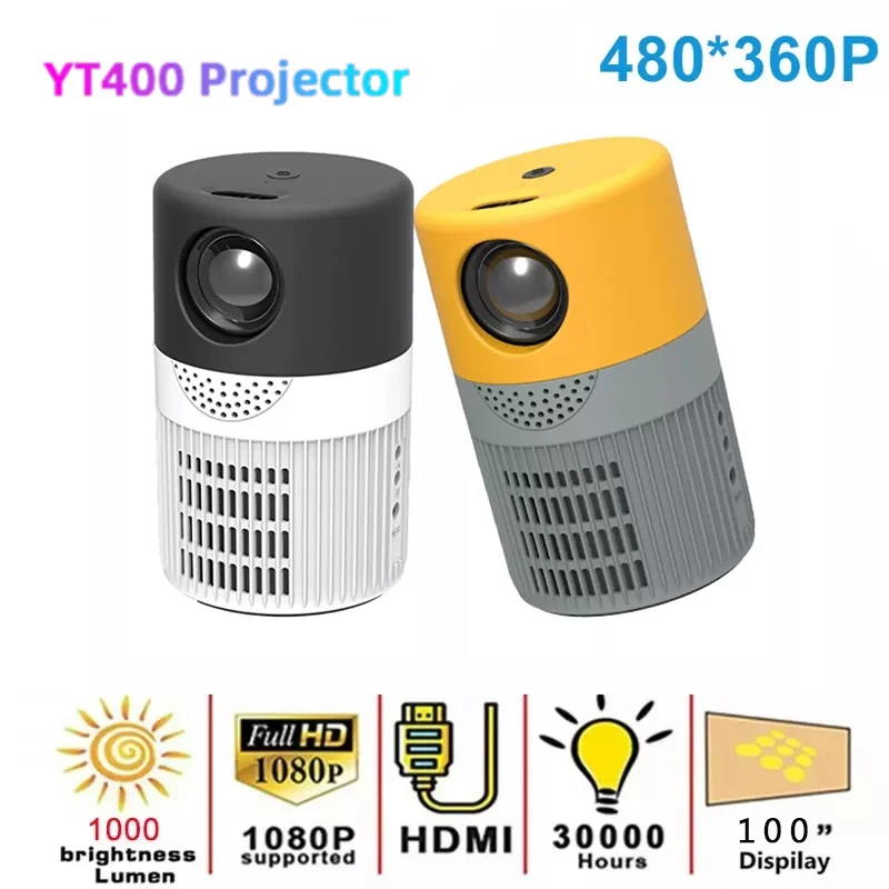 YT400 Mini Projektor LED Tragbare Video Proyector 480*360P Kompatibel ...