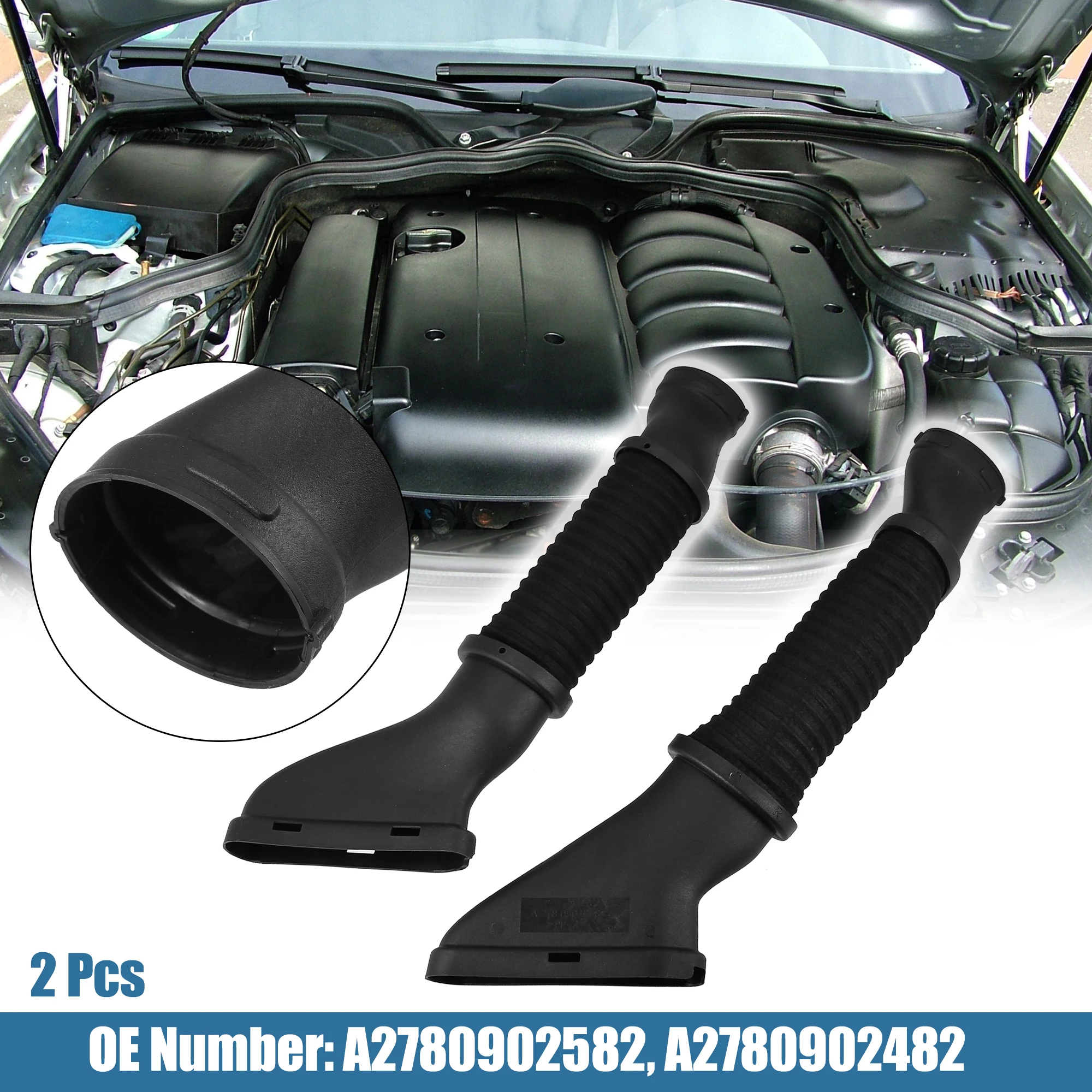 X Autohaux 2pcs Auto Engine Air Intake Hose Right Left Filter Tube ...