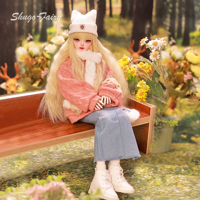 Bee BJD Doll 1/4 MioA Fullset Warm Winter Bright Pink Sweater Skinny ...