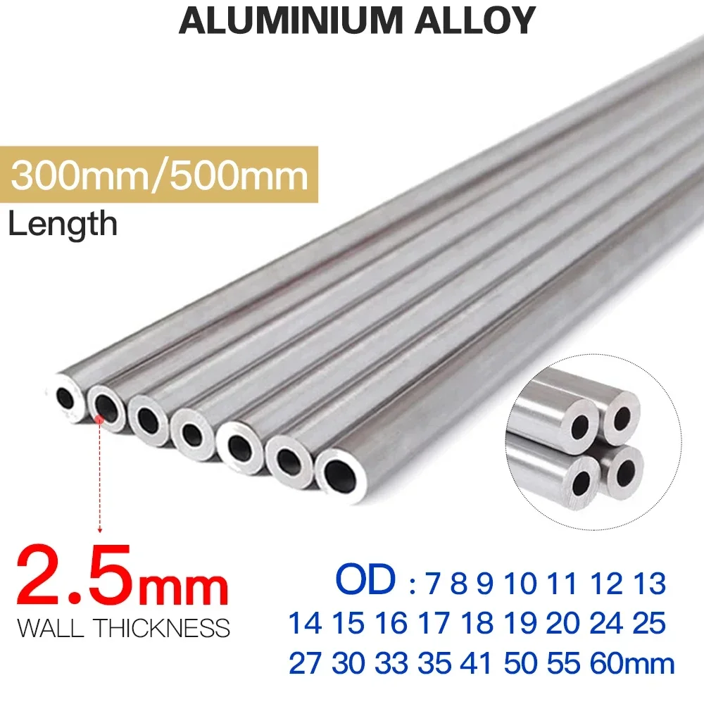 Aluminium Pipe 2.5mm Thickness 7-60mm OD Straight 300mm 500mm Long ...