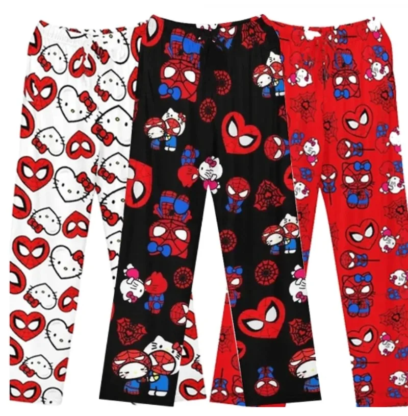 Hello-Kitty-Spider-man-Cotton-Loose-Ladies-Pajama-Pants-Y2K-Pyjama ...