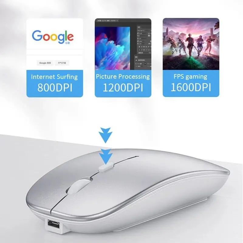 Rechargeable Wireless Mouse Bluetooth Mice Wireless Computer Mause Led ...