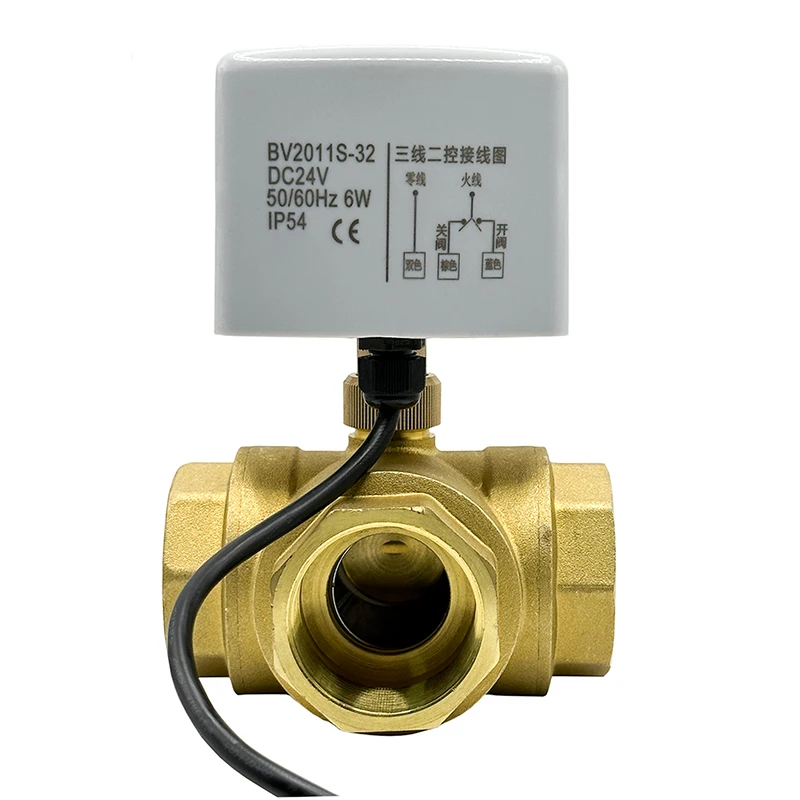 Válvula de bola eléctrica de latón, válvula de bola motorizada de 3 vías, 1 1/2 ", 220V, 12V ...