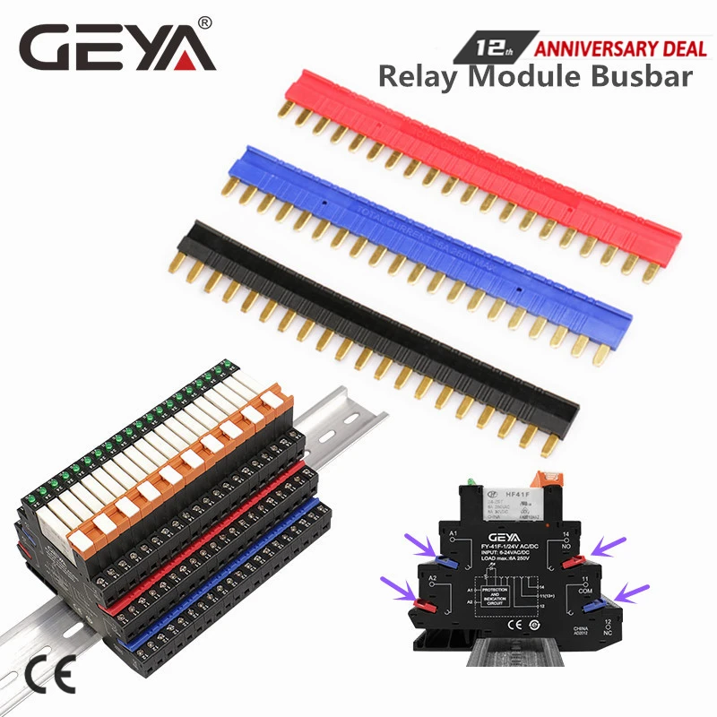 GEYA Busbar Jumper Fast Wiring Plate Black Red Blue 41F Slim Relay ...