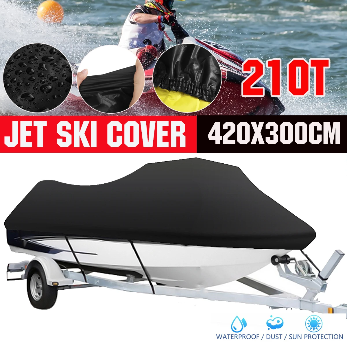 210T-Waterproof-Dustproof-Sunscreen-Jet-Ski-Watercraft-Boat-Cover ...