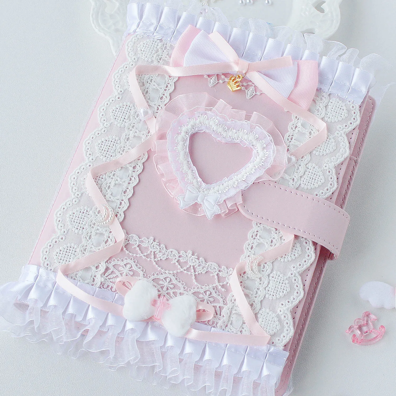 Pink Binder A5 Handmade Lace Matrrials Decor Sweet Girl's Gift ID Cards ...