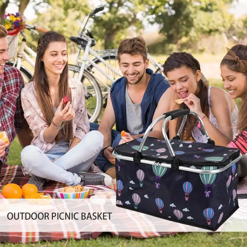 Beach-Picnic-Basket-Portable-30L-Picnic-Box-Folding-Insulated-Bag-With ...