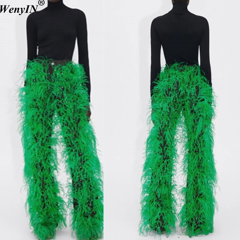 Designer Style 2022 Spring Autumn Fashion Streetwear Crystals Ostrich ...