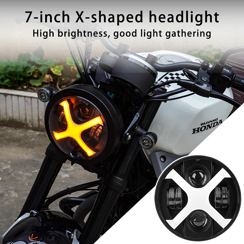 Universal Round Motorcycle Offroad Headlight 7Inch Yellow/Whitedrl ...
