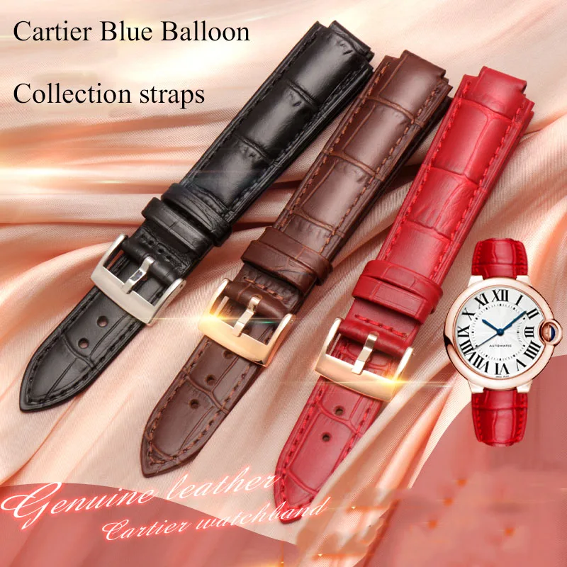 Genuine Leather Watch Band For Cartier Blue Balloon W69012Z4 W6900456 ...