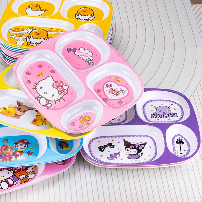 Sanrio-Hello-Kitty-Dinner-Plate-Compartment-Kuromi-Children-s-Tableware ...