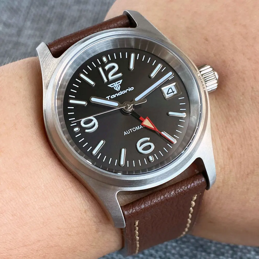 Tandorio 36mm Stainless Steel Titanium Material Black Pilot Men GMT ...