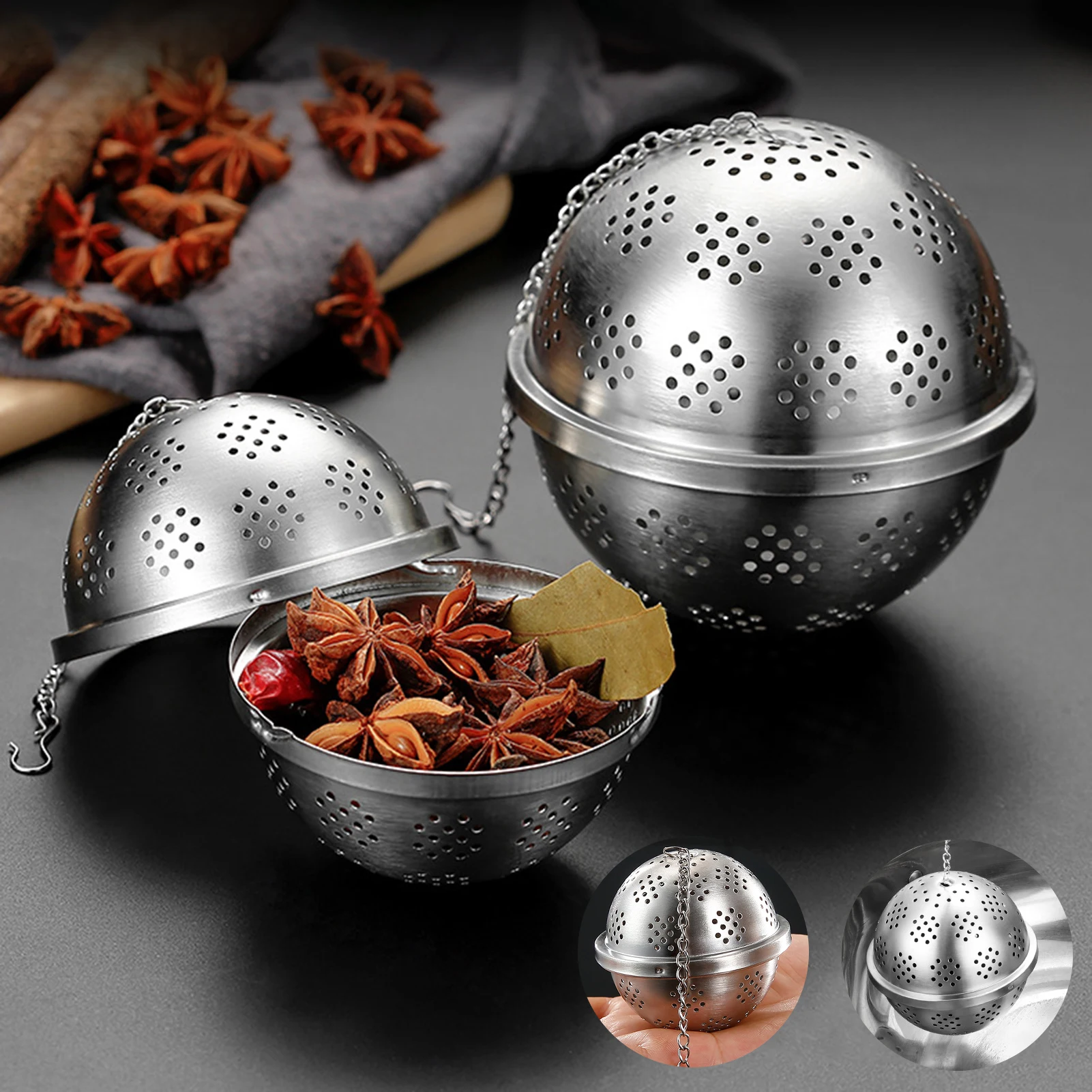 Tea-Strainer-Ball-With-Long-Chain-Multifunctional-Spices-Filters-Box ...