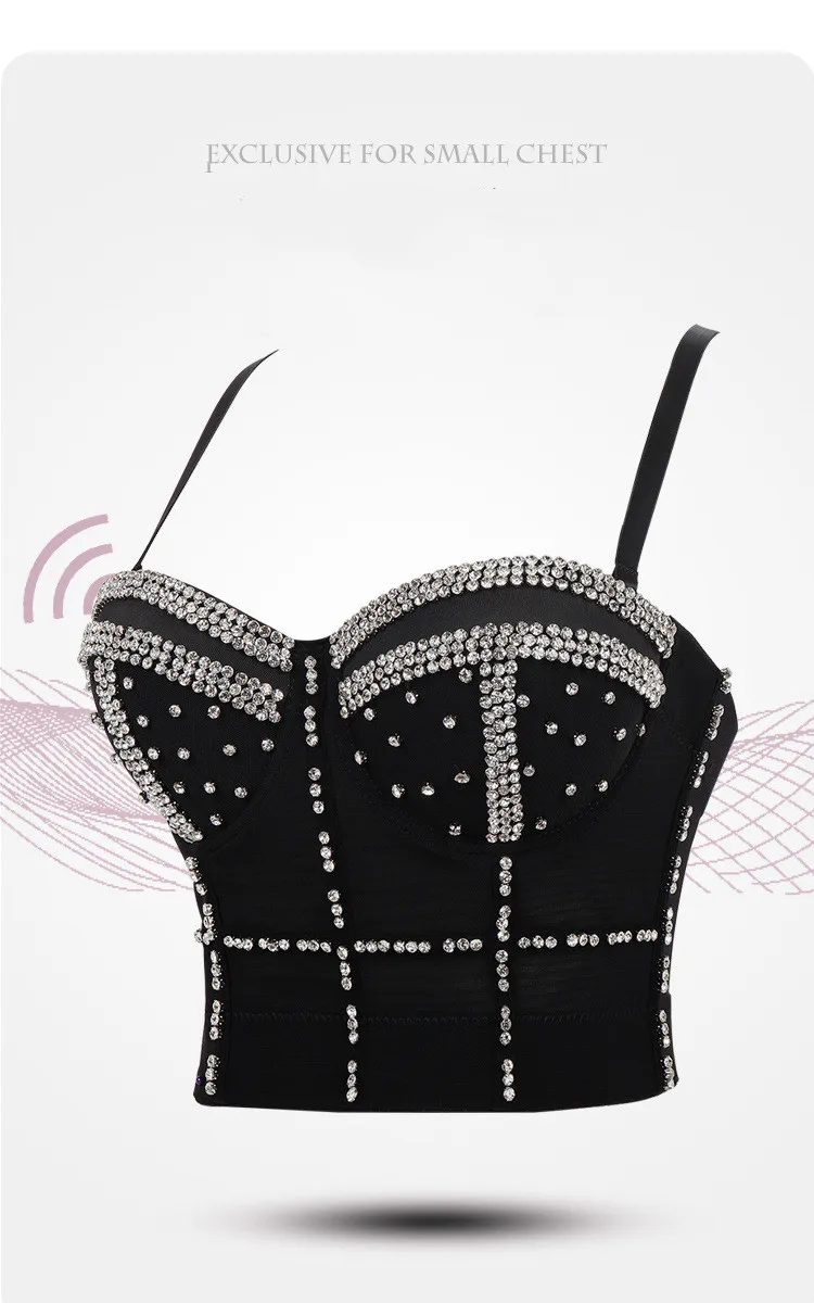 Nail bead bright diamond breast fish bone model wear corset sprinkle ...