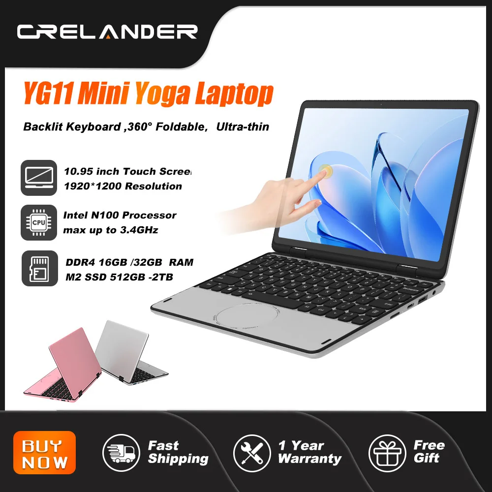 CRELANDER-Mini-Laptop-10-95-Touch-Screen-Intel-N100-CPU-Windows-11 ...