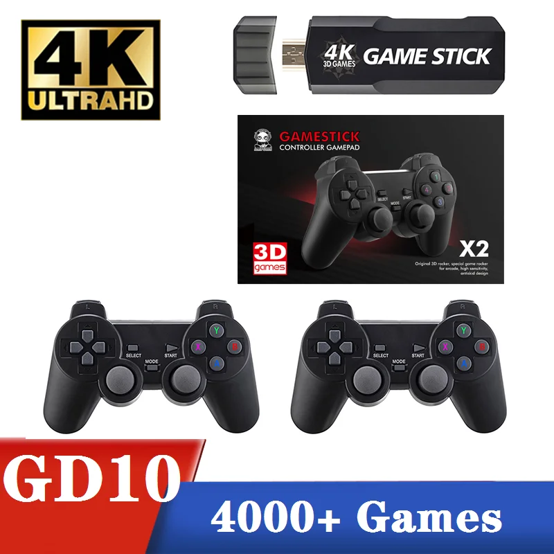 Retro Game Console Gd10 Game Stick 4k Hd Video 2.4g Dual Wireless ...