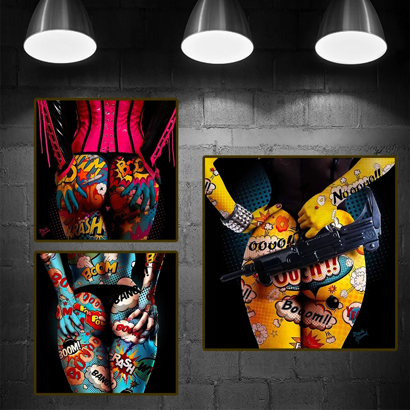 Graffiti-Beauty-Hip-Canvas-Painting-Beautiful-Butt-Art-Sexy-Booty-Poster-Woman-Wall-Abstract ...