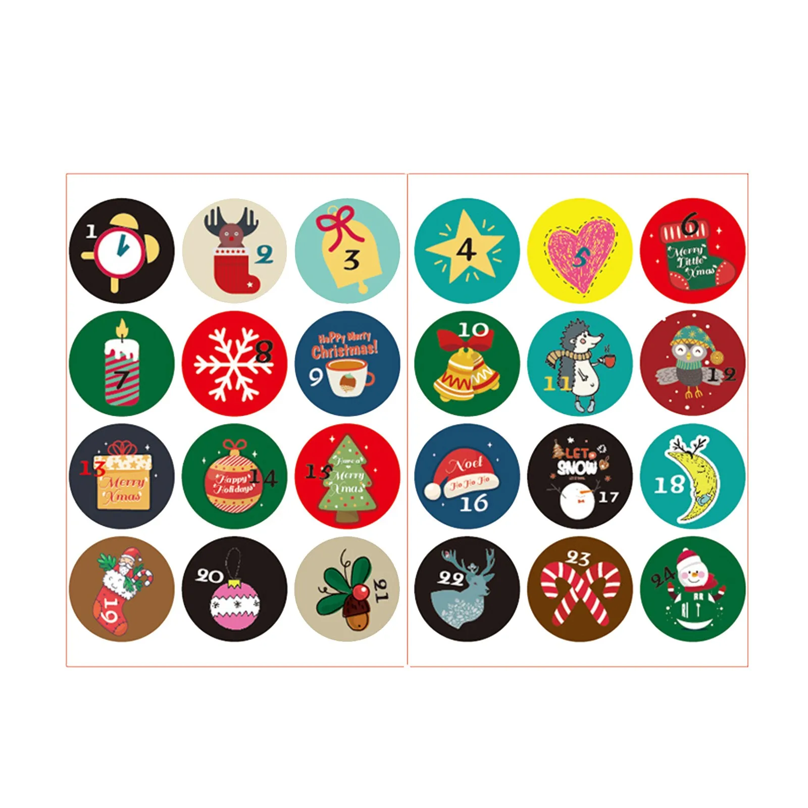 Christmas-Sticker-Number-24-Countdown-Sticker-Santa-Snowman-Wall ...
