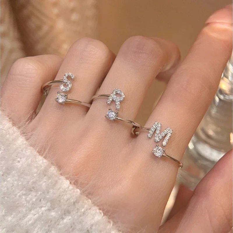 26-English-Letter-Open-Finger-Rings-A-Z-Initials-Name-Alphabet-Female ...