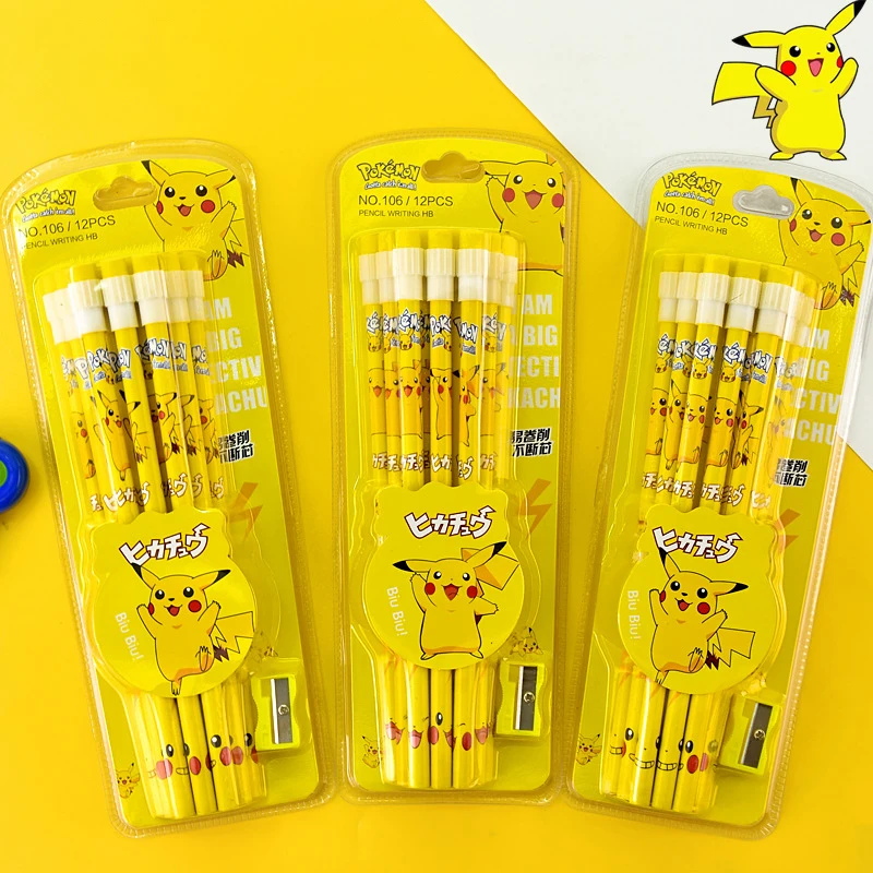Pokemon-Pikachu-Anime-Figure-12pcs-Cartoon-HB-Pencil-Pokemon-Kids ...