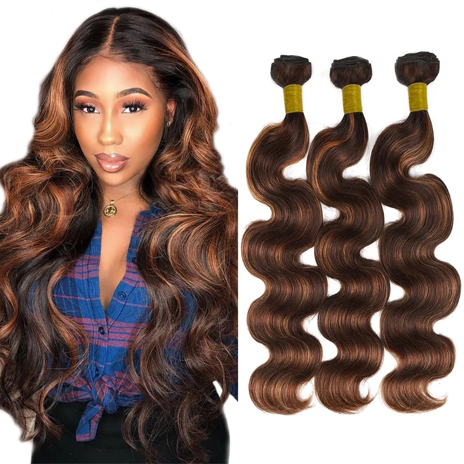 1B 30 Highlight Body Wave Bundles Ombre Colored Human Hair Bundles 1B 4 ...