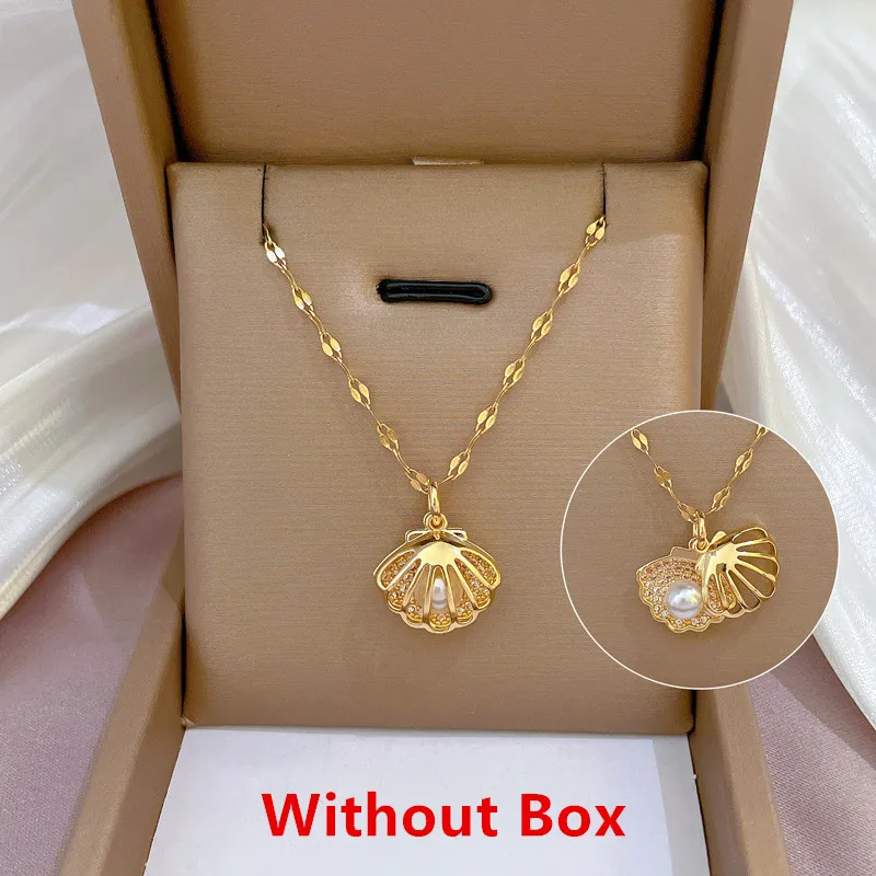 Shell Necklace Stainless Steel | Jewelry Shell Stainless Steel | Shell ...